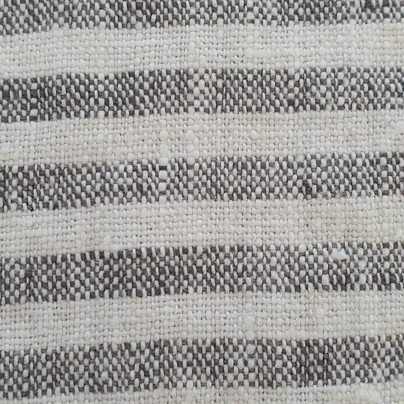 Lin lavé Alizé à rayures graphites et blanches